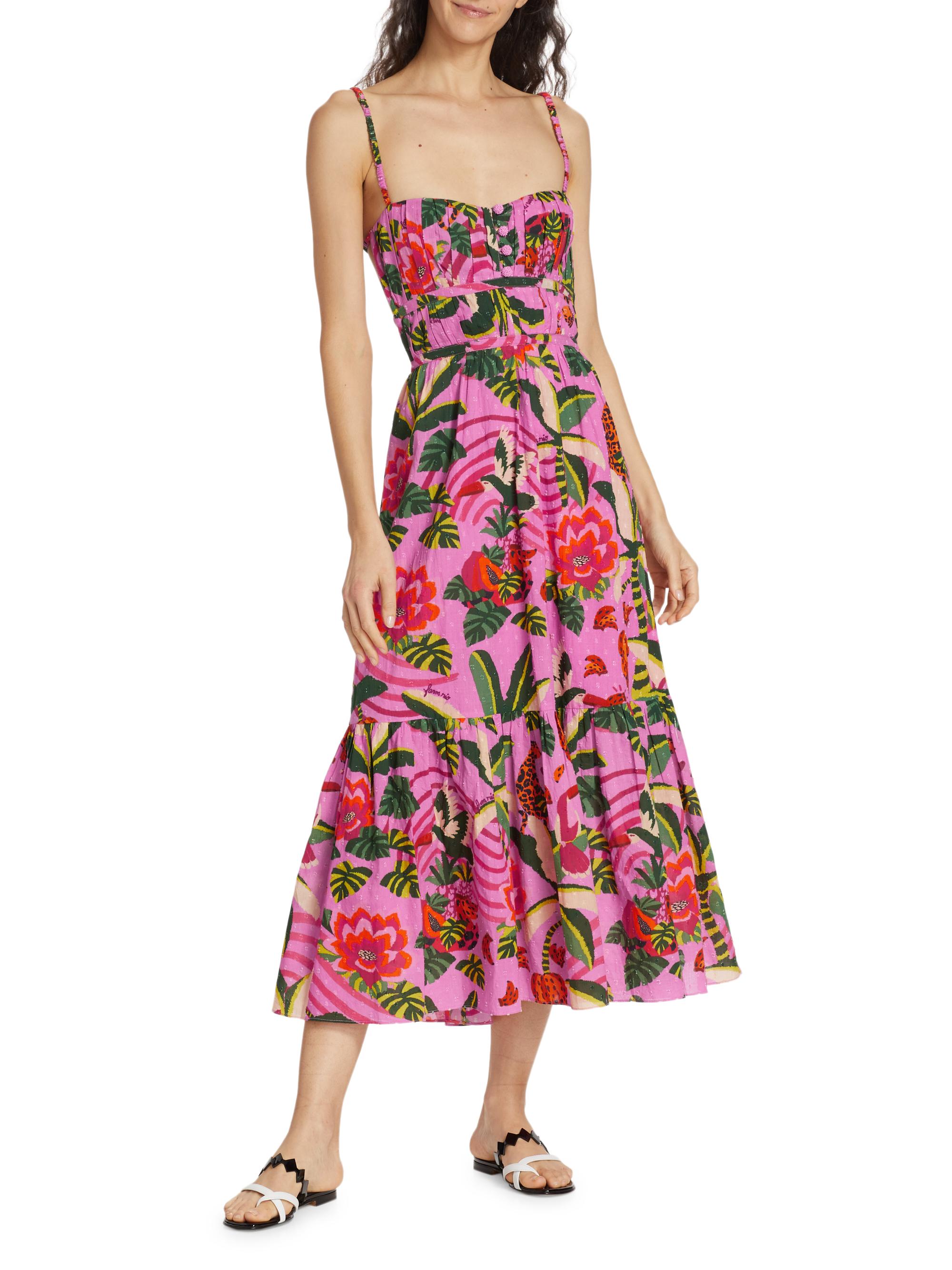 Farm Rio Leopard Forest Cotton Midi-Dress | Saks Fifth Avenue