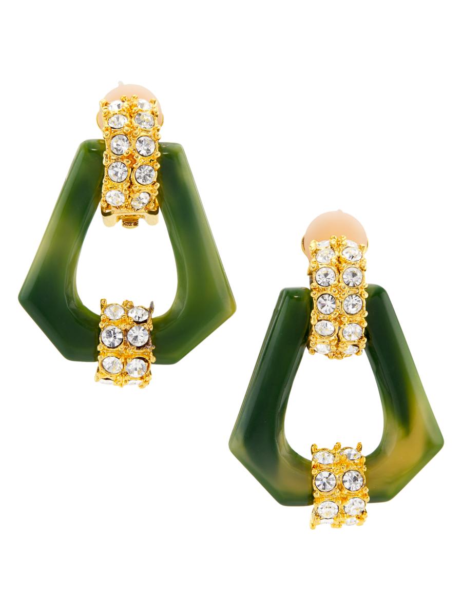 Kenneth Jay Lane 22K-Gold-Plated, Resin & Glass Crystal Clip-On Door ...