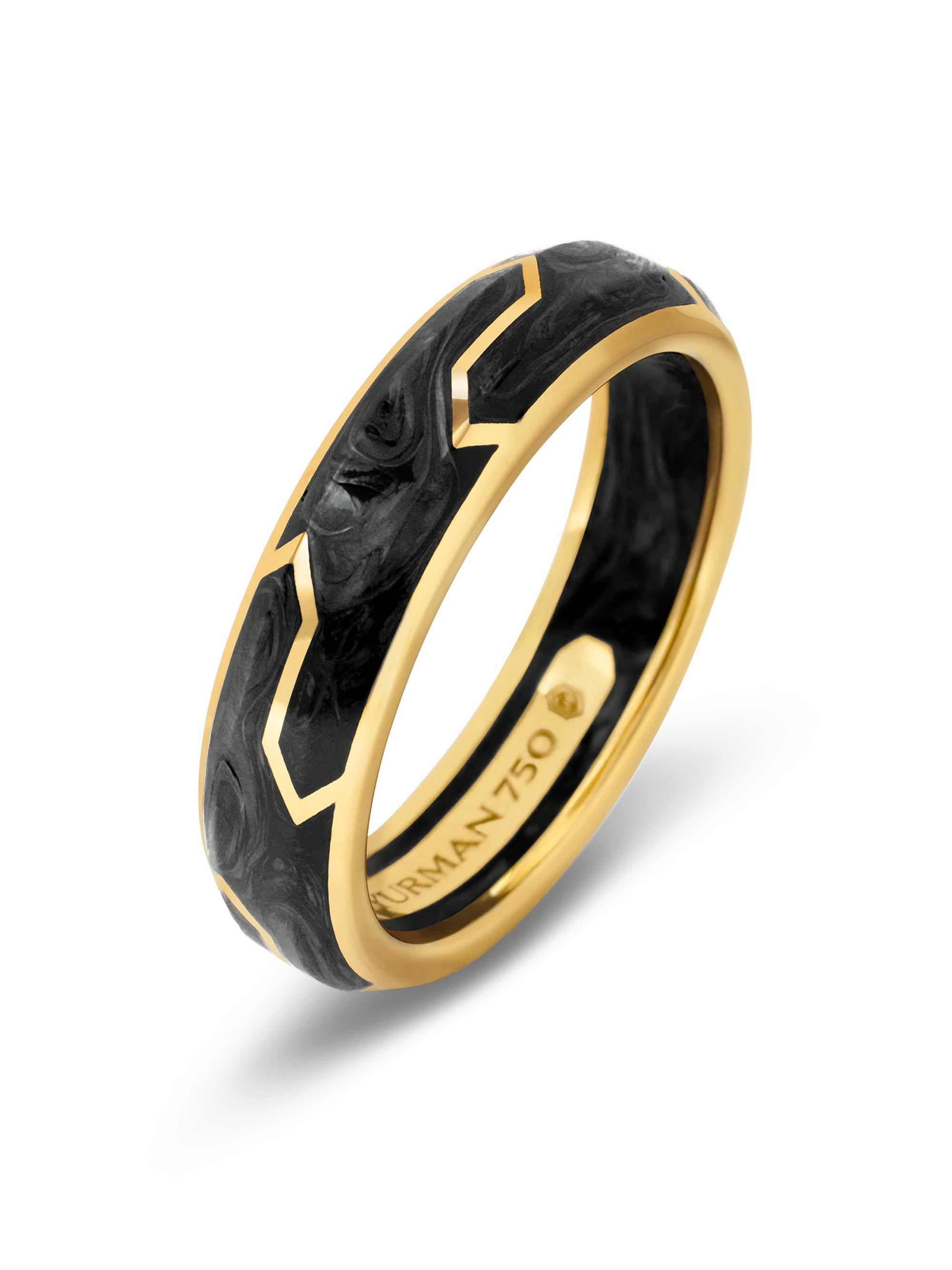 David Yurman Forged Carbon Band Ring with 18K Yellow Gold | Saks Fifth ...