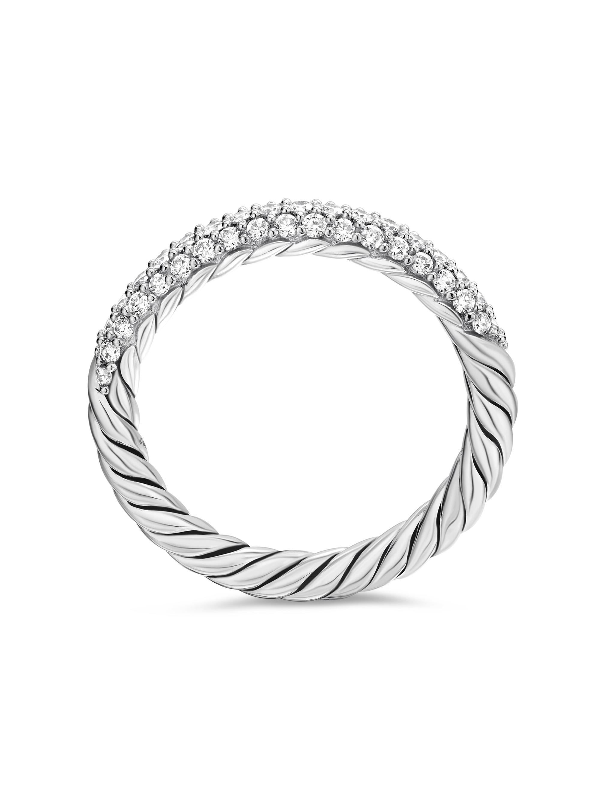 David Yurman Petite Pavé Stack Ring in Sterling Silver | Saks Fifth Avenue