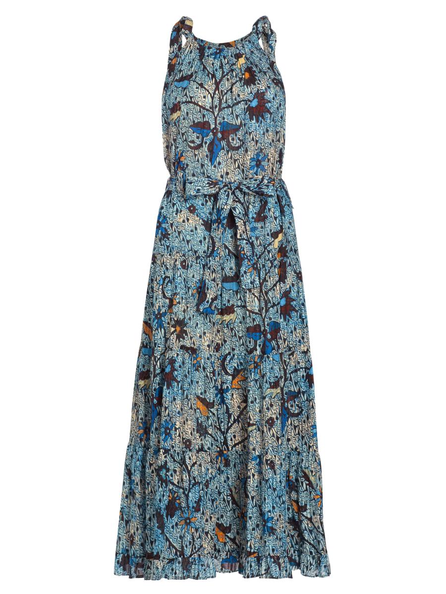 Ulla Johnson Mariam Floral Tie-Strap Midi-Dress | Saks Fifth Avenue