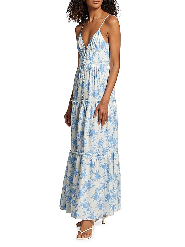 Shop LoveShackFancy Garnita Floral Tiered Maxi Dress | Saks Shop LoveShackFancy Garnita Floral Tiered Maxi Dress | Saks