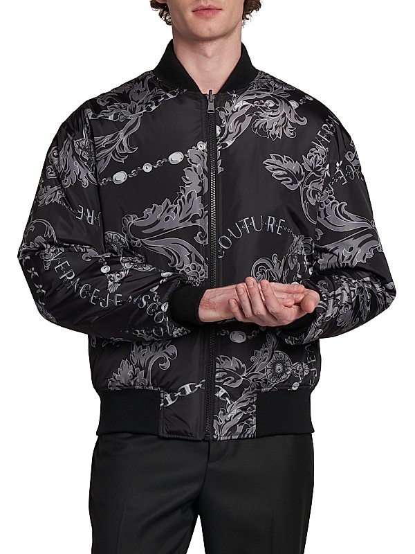 Shop Versace Jeans Couture Chain-Link Bomber Jacket | Saks Shop Versace Jeans Couture Chain-Link Bomber Jacket | Saks