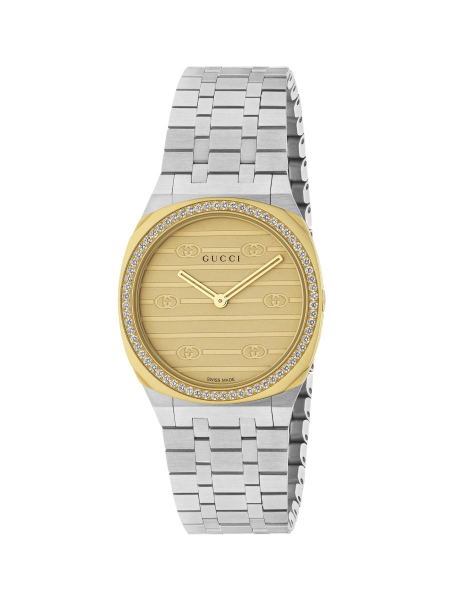 Shop Gucci Gucci 25H Two-Tone Goldtone & Stainless Steel Watch | Saks ...