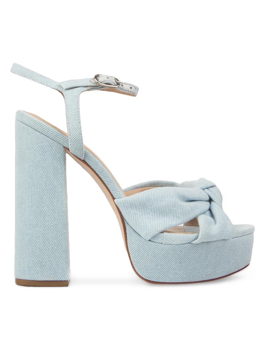 Black Suede Studio Abby Denim Platform Sandals | Saks Fifth Avenue