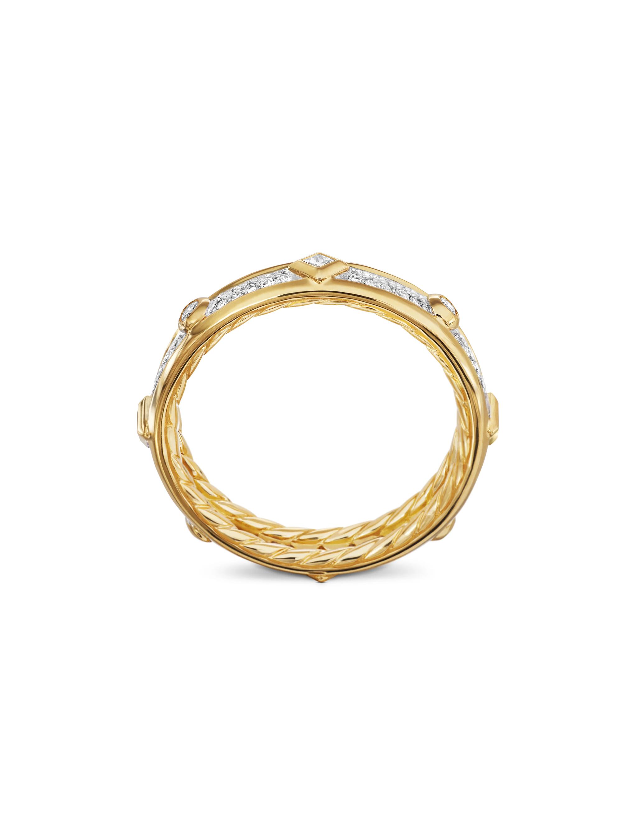 David Yurman Modern Renaissance Ring In 18K Yellow Gold With Full Pavé ...