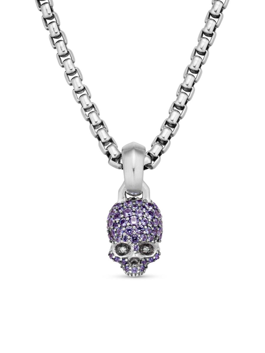 David Yurman Amulets Diamond & Purple Sapphire Pavé Skull Charm | Saks ...