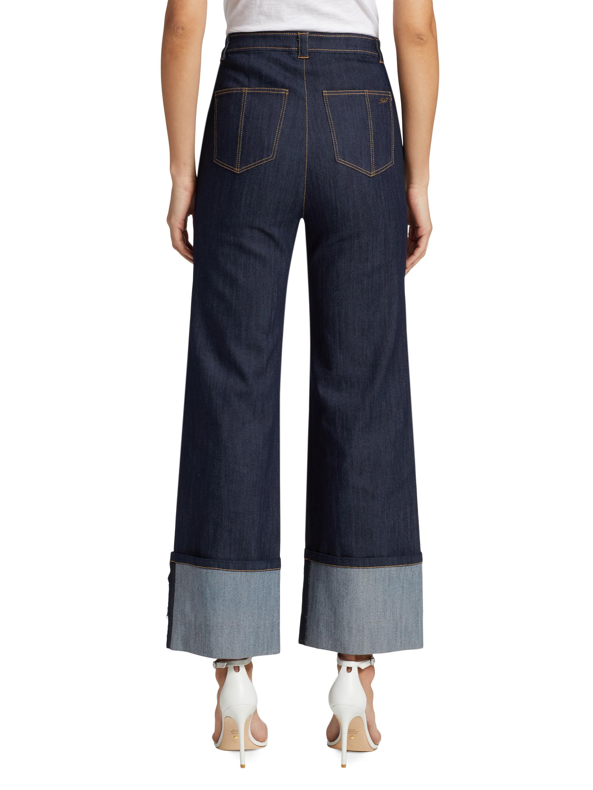 Cinq à Sept Benji Cuffed Wide-Leg Jeans | Saks Fifth Avenue