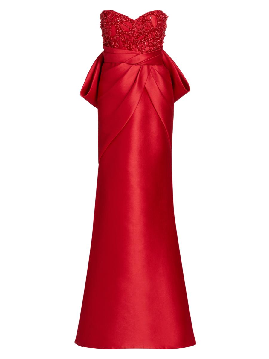 Pamella Roland Pique Mikado Bow Back Gown | Saks Fifth Avenue
