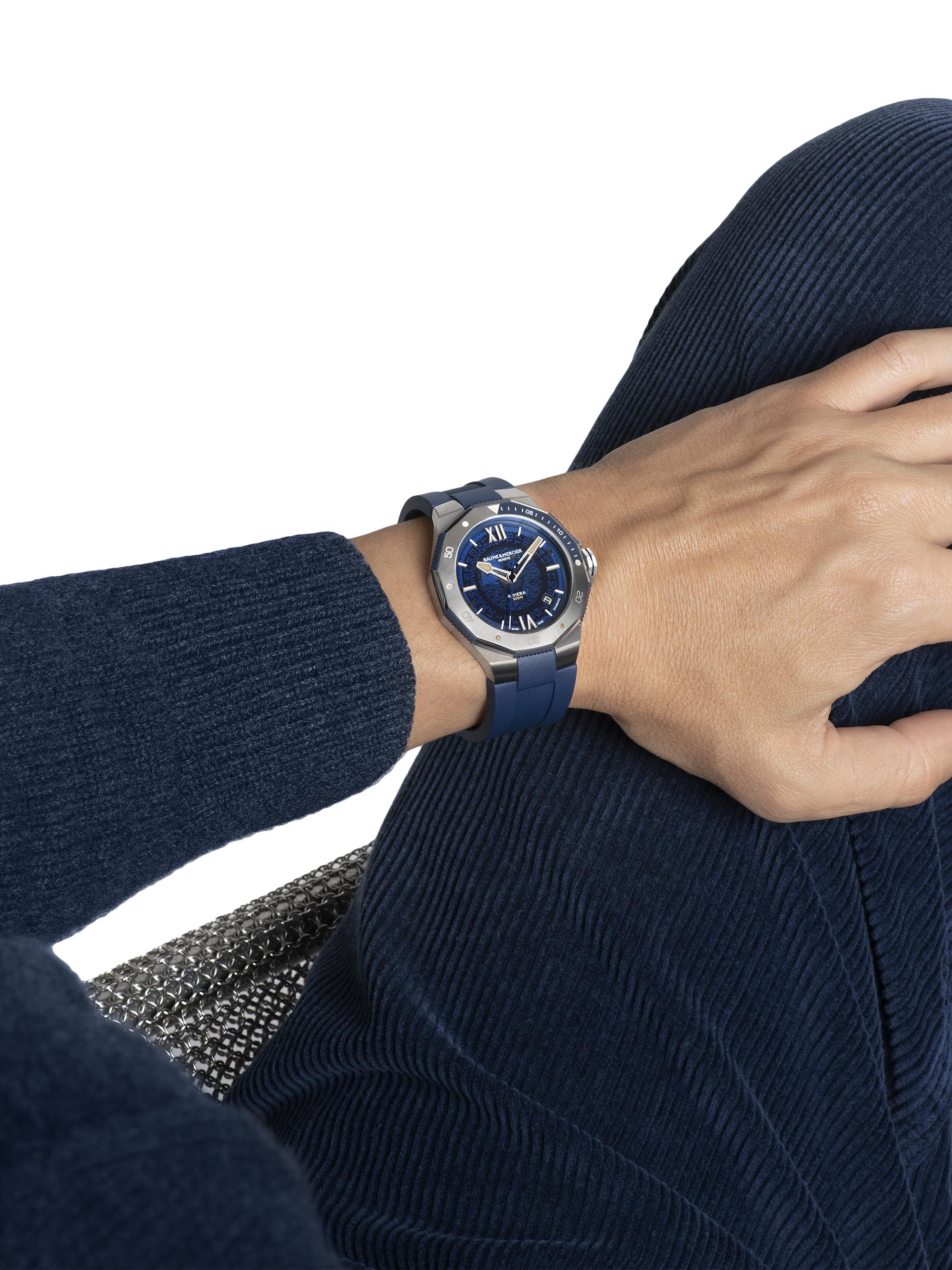 Baume & Mercier Riviera 10716 Stainless Steel & Rubber Strap Watch/42MM | Saks Fifth Avenue