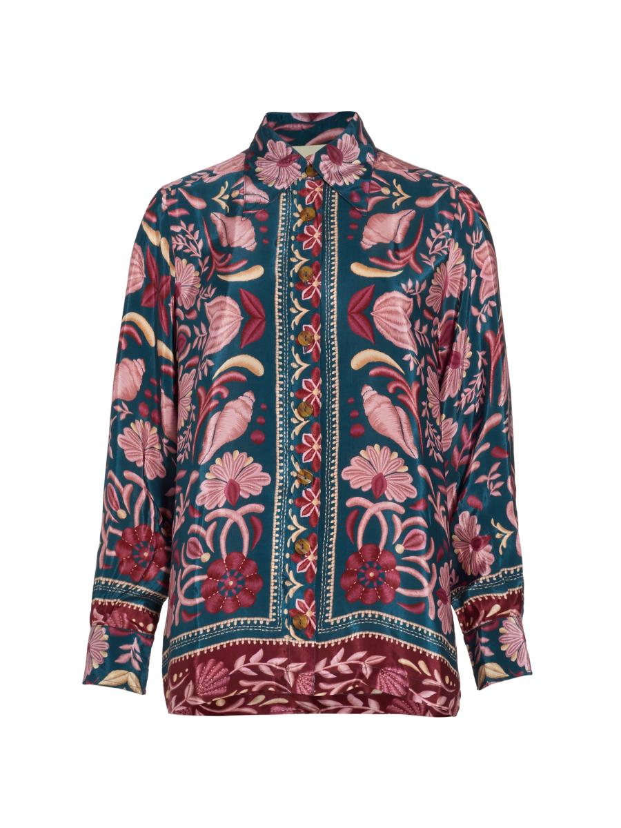Farm Rio Seashell Tapestry Buttoned Shirt | Saks Fifth Avenue