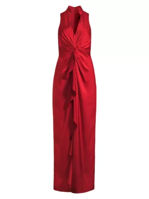 Aidan Mattox Ruffle Satin Column Gown | Saks Fifth Avenue