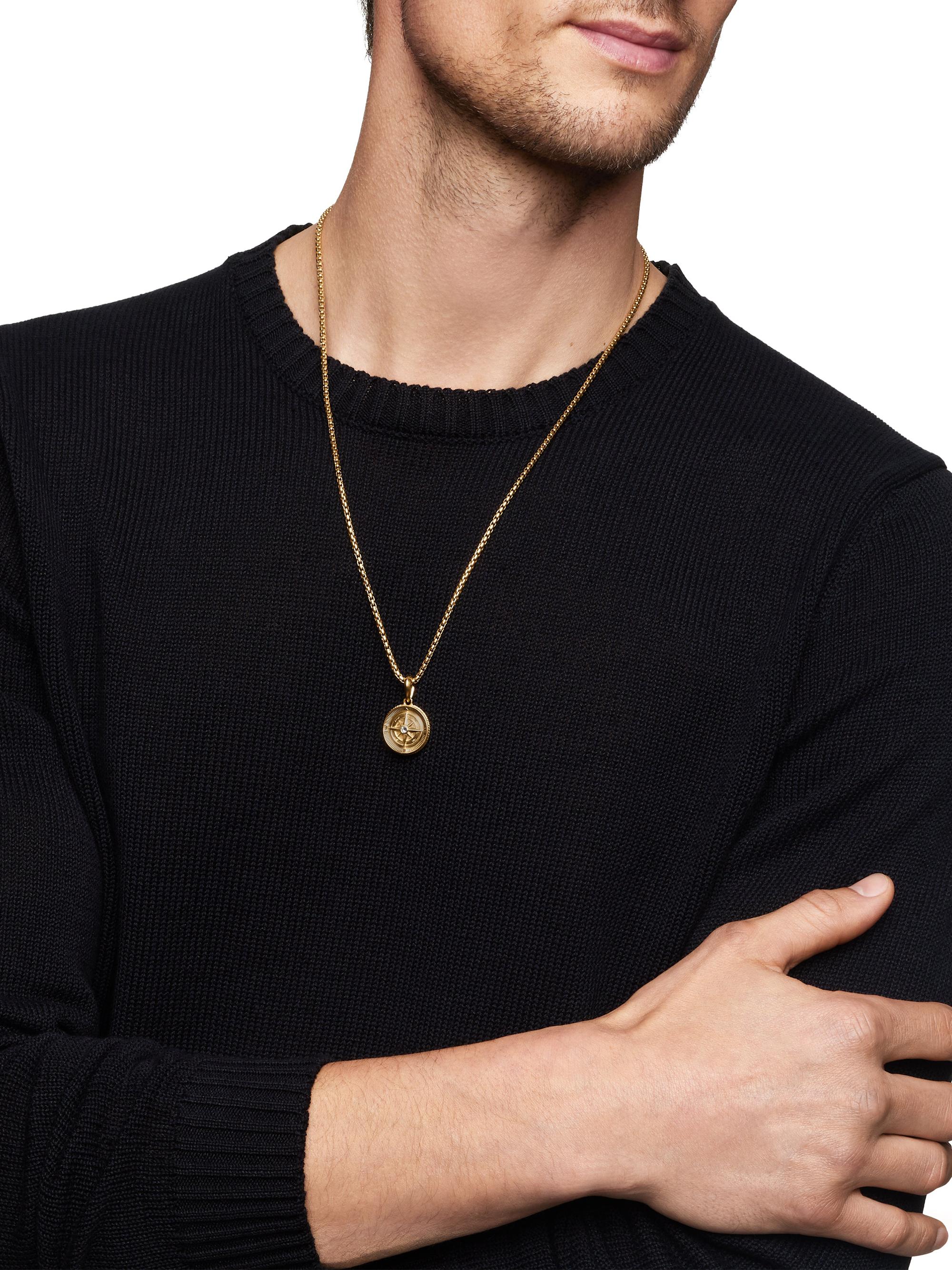 David Yurman Maritime Compass Amulet in 18K Yellow Gold with Center ...