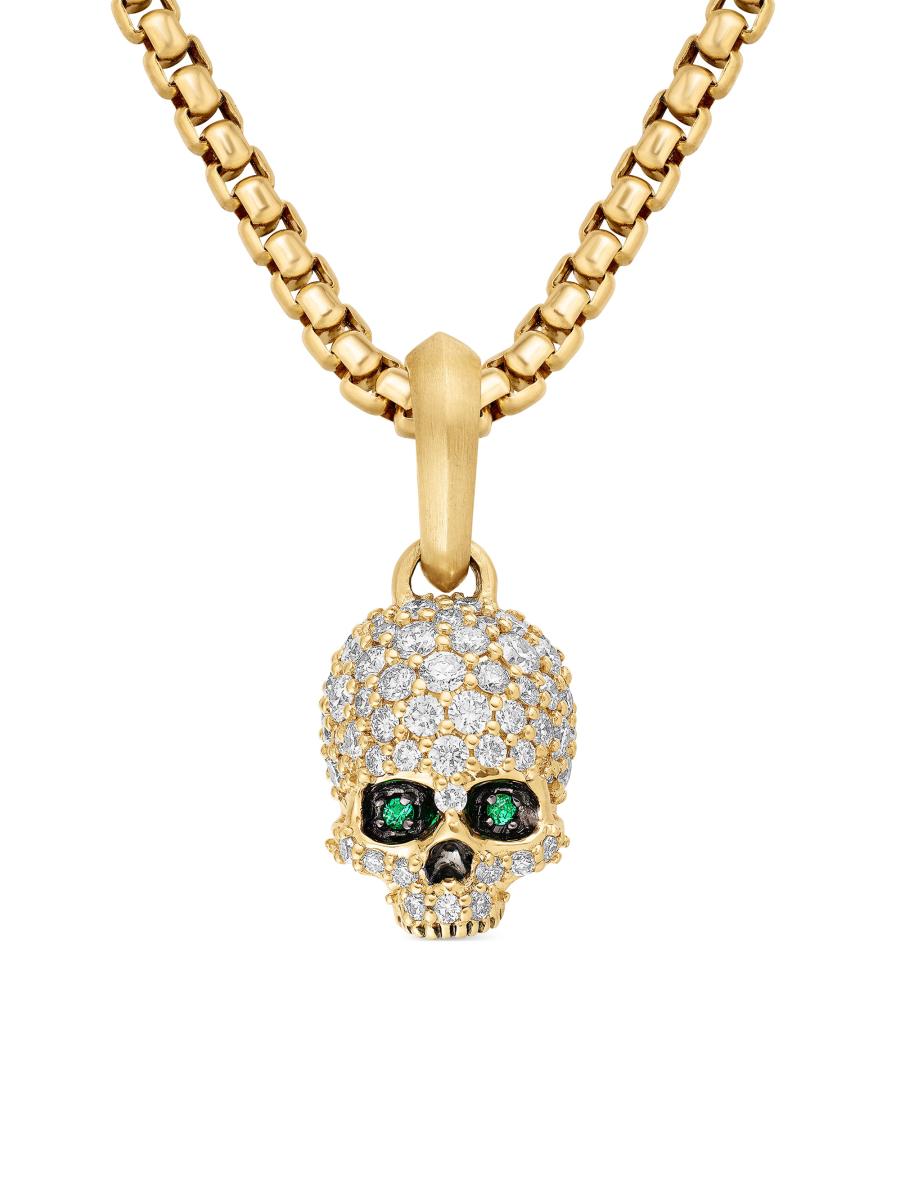 Shop David Yurman Memento Mori Skull Amulet with Full Pavé Diamonds ...