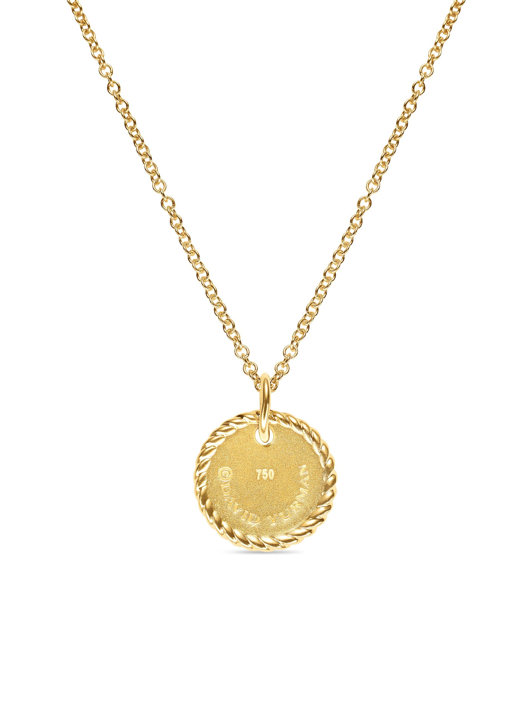 David Yurman Initial Charm Necklace in 18K Yellow Gold with Pavé ...