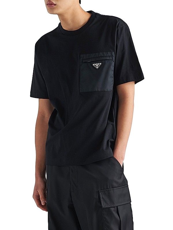 Shop Prada Re-Nylon And Jersey T-Shirt | Saks Fifth Avenue Shop Prada Re-Nylon And Jersey T-Shirt | Saks Fifth Avenue