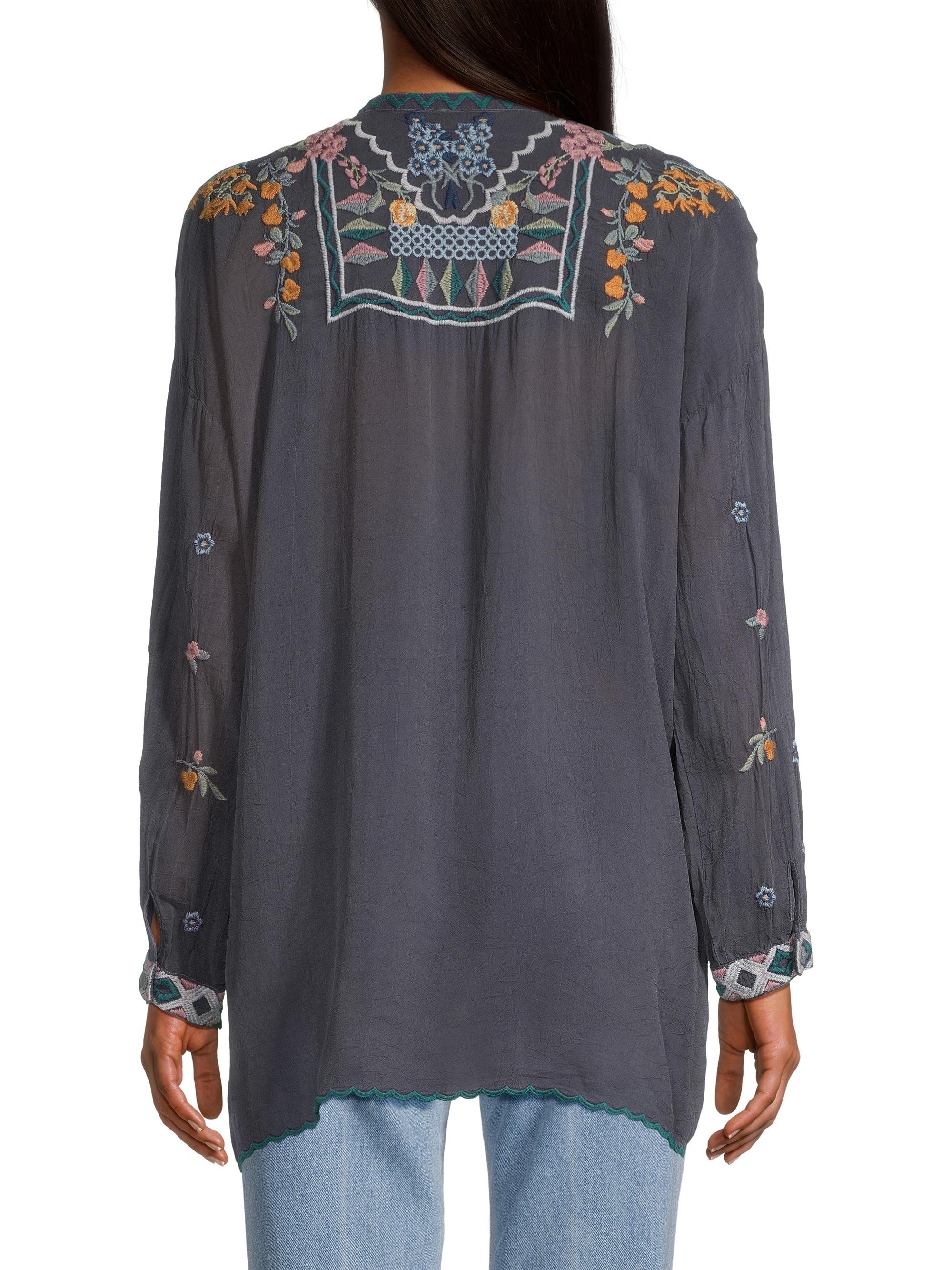 Shop Johnny Was Faylin Floral-Embroidered Tunic | Saks Fifth Avenue