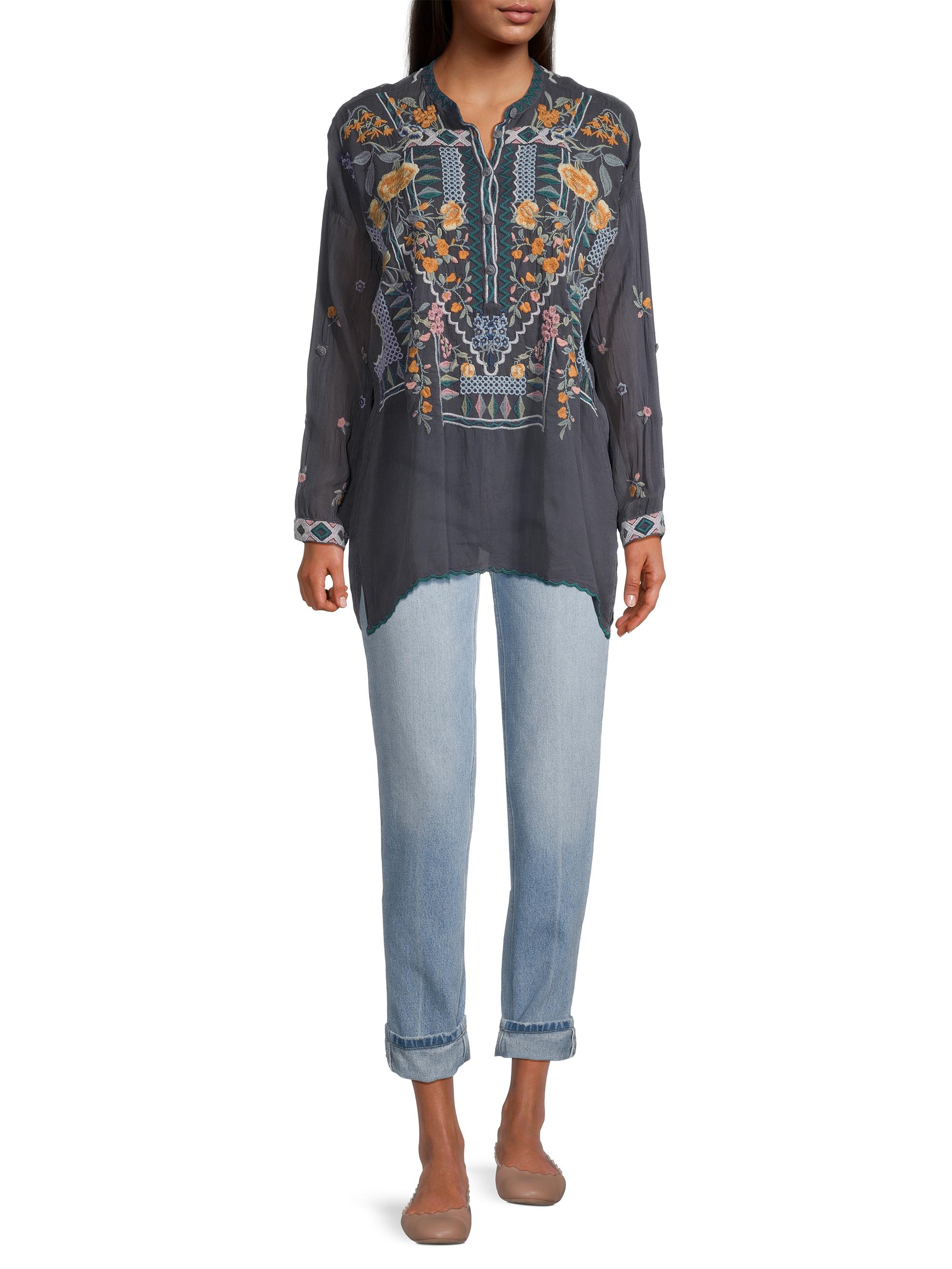 Shop Johnny Was Faylin Floral-Embroidered Tunic | Saks Fifth Avenue