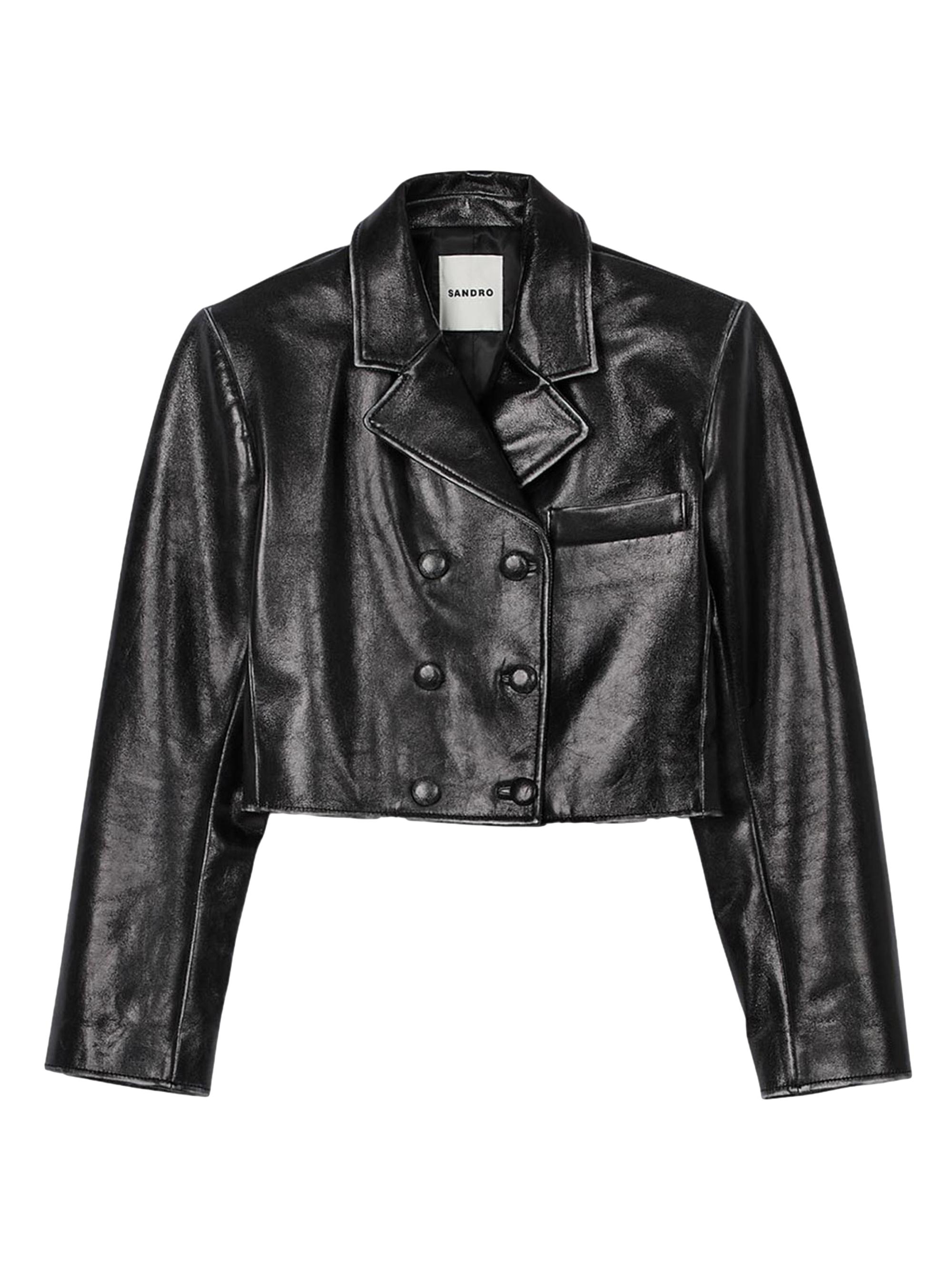 Sandro Cropped Leather Jacket | Saks Fifth Avenue