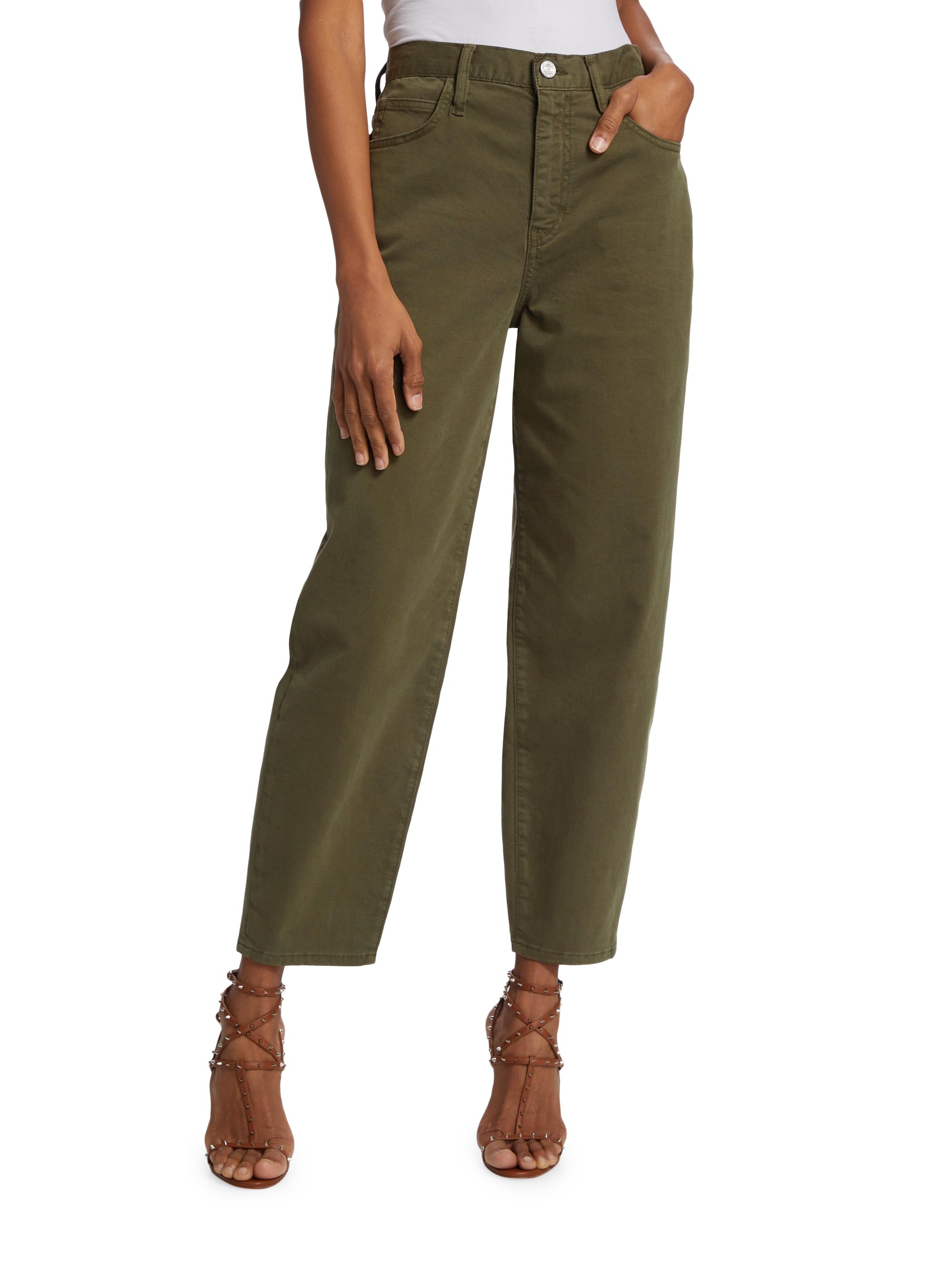 Frame Twill High-Rise Barrel Pants | Saks Fifth Avenue