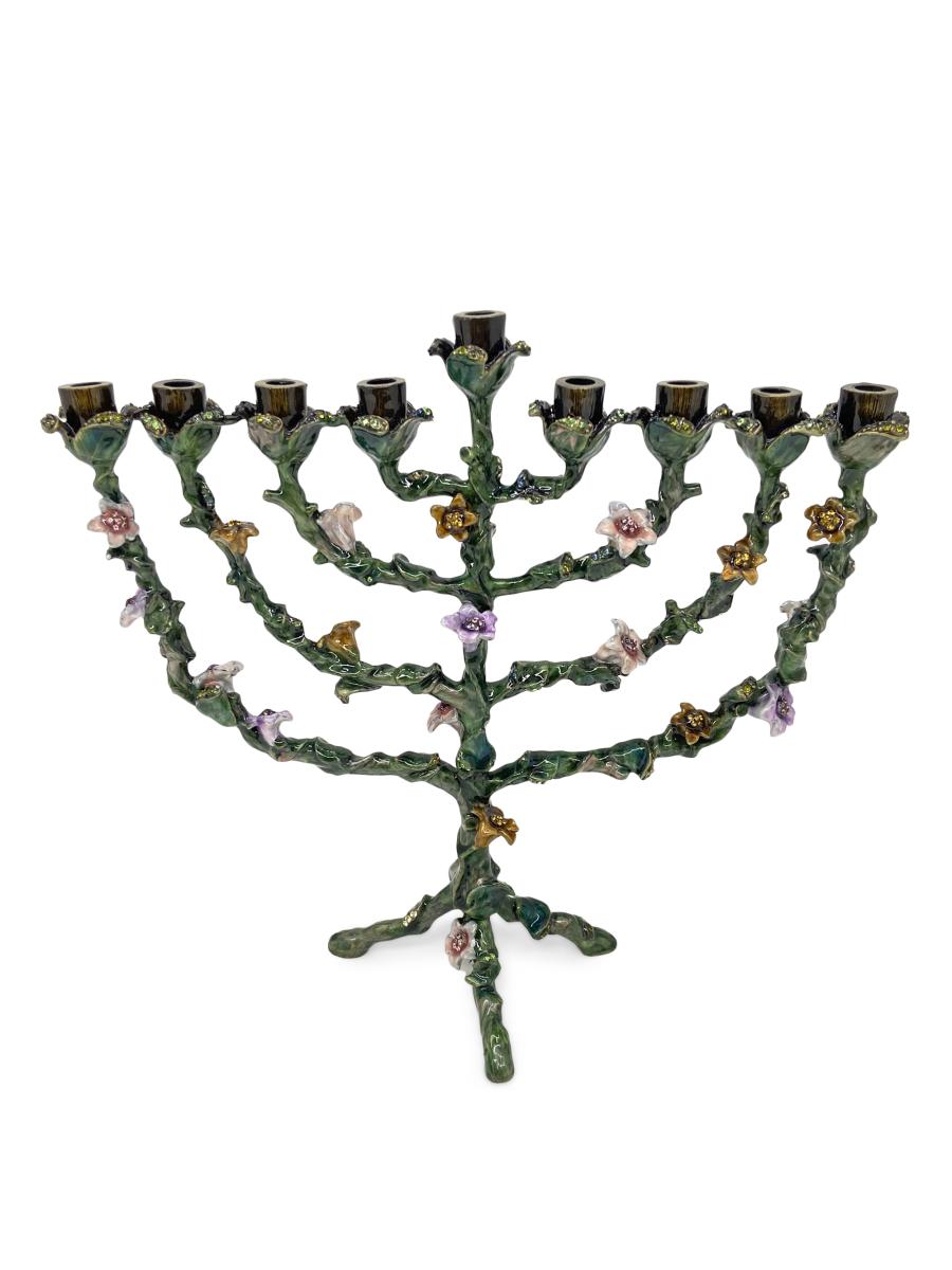 Tizo Enameled Jeweled Floral Menorah | Saks Fifth Avenue