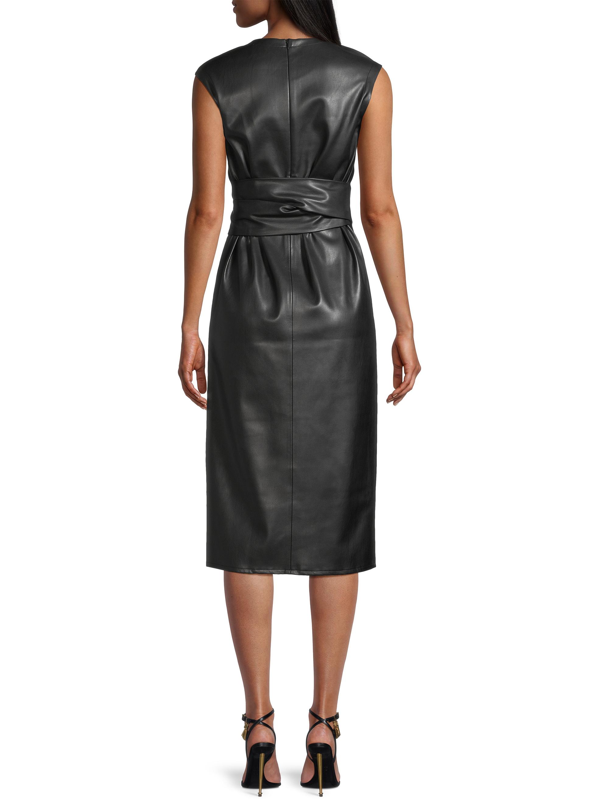 Modern Citizen Pilar Belted Vegan Leather Midi-Dress | Saks Fifth Avenue