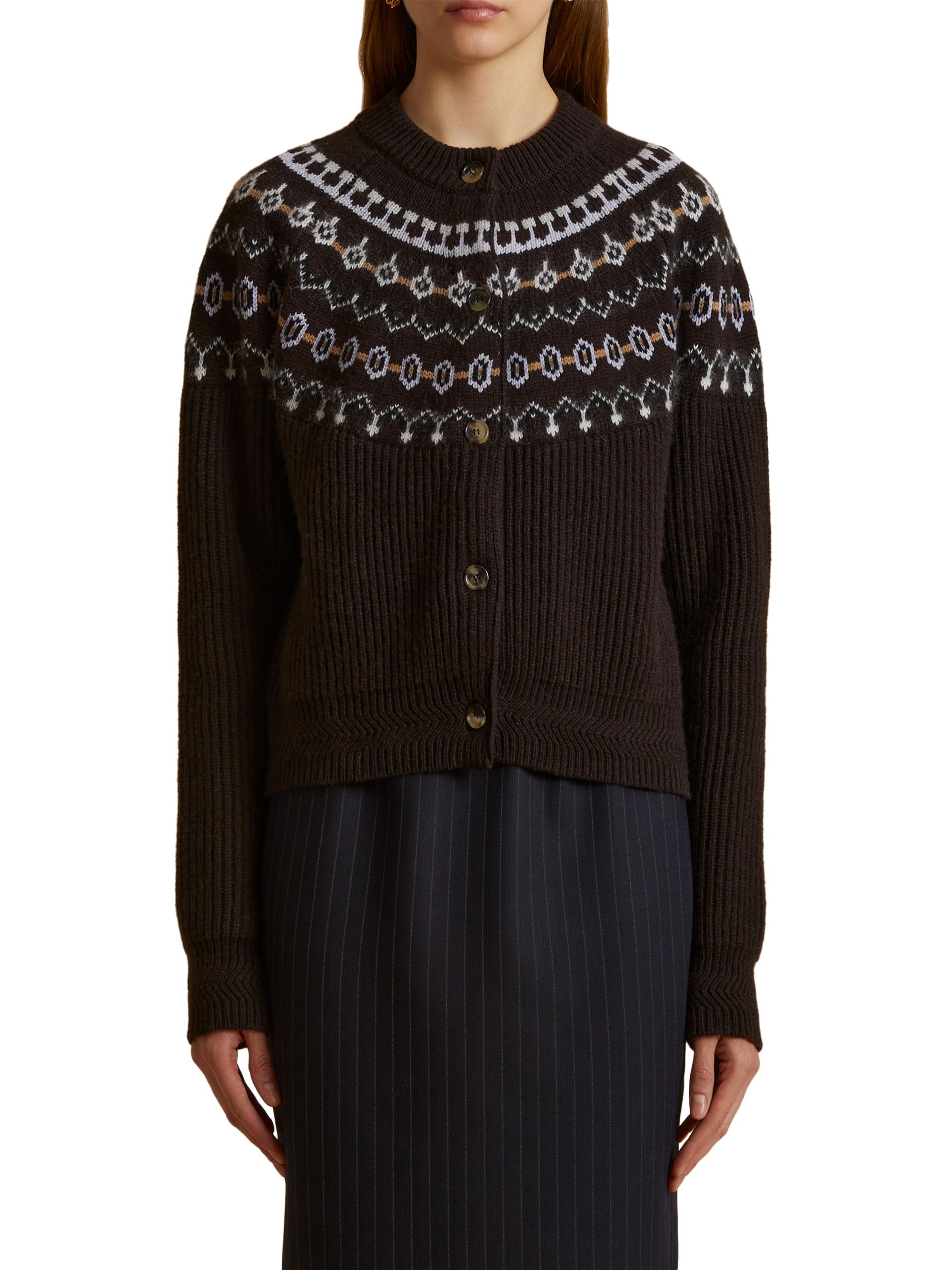 Shop Khaite Michaela Cashmere-Blend Fair-Isle Cardigan | Saks Fifth Avenue
