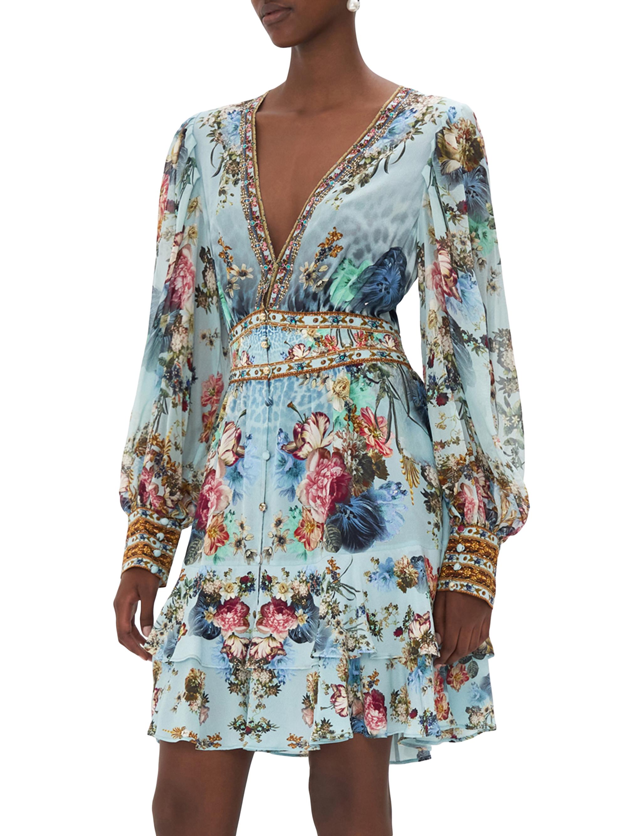 Camilla Silk Button-Front Frill Dress | Saks Fifth Avenue