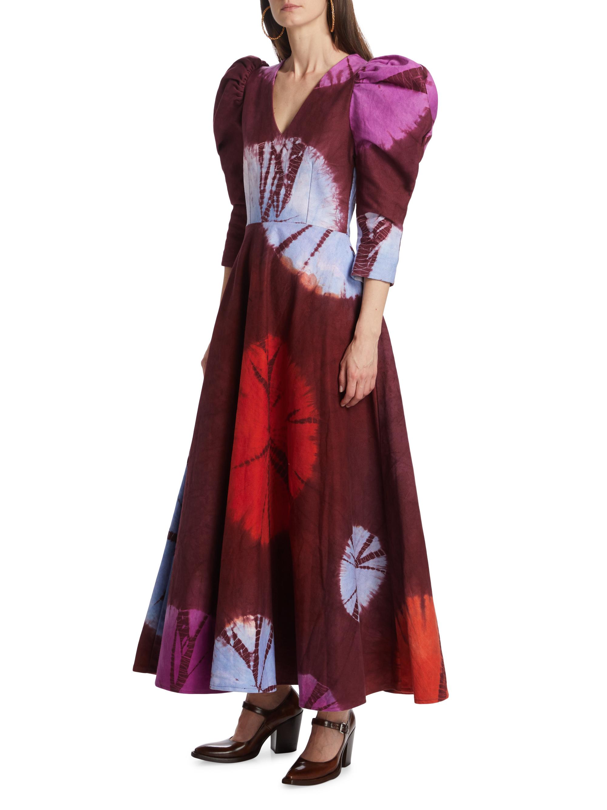 Shop Busayo Dami Hand-Dyed Puff-Sleeve Maxi Dress | Saks Fifth Avenue