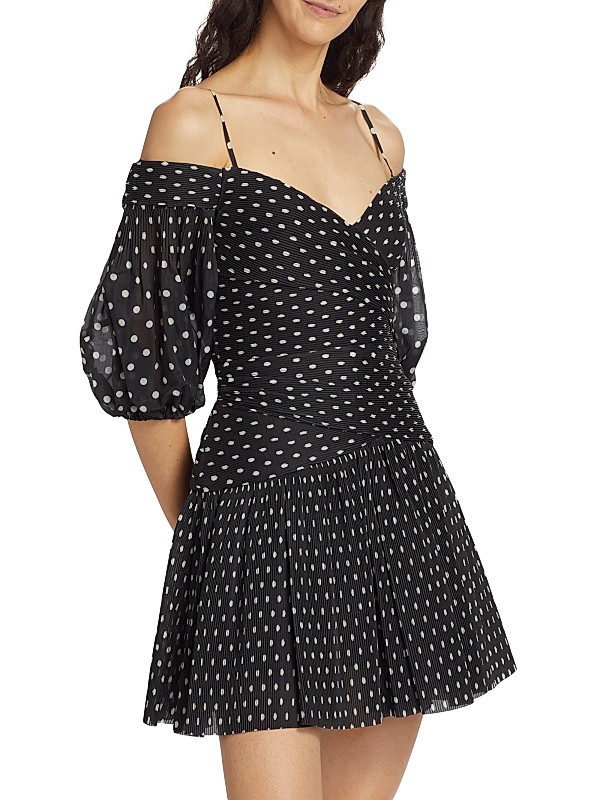 Shop Zimmermann Off-The-Shoulder Polka-Dot Minidress | Saks Shop Zimmermann Off-The-Shoulder Polka-Dot Minidress | Saks