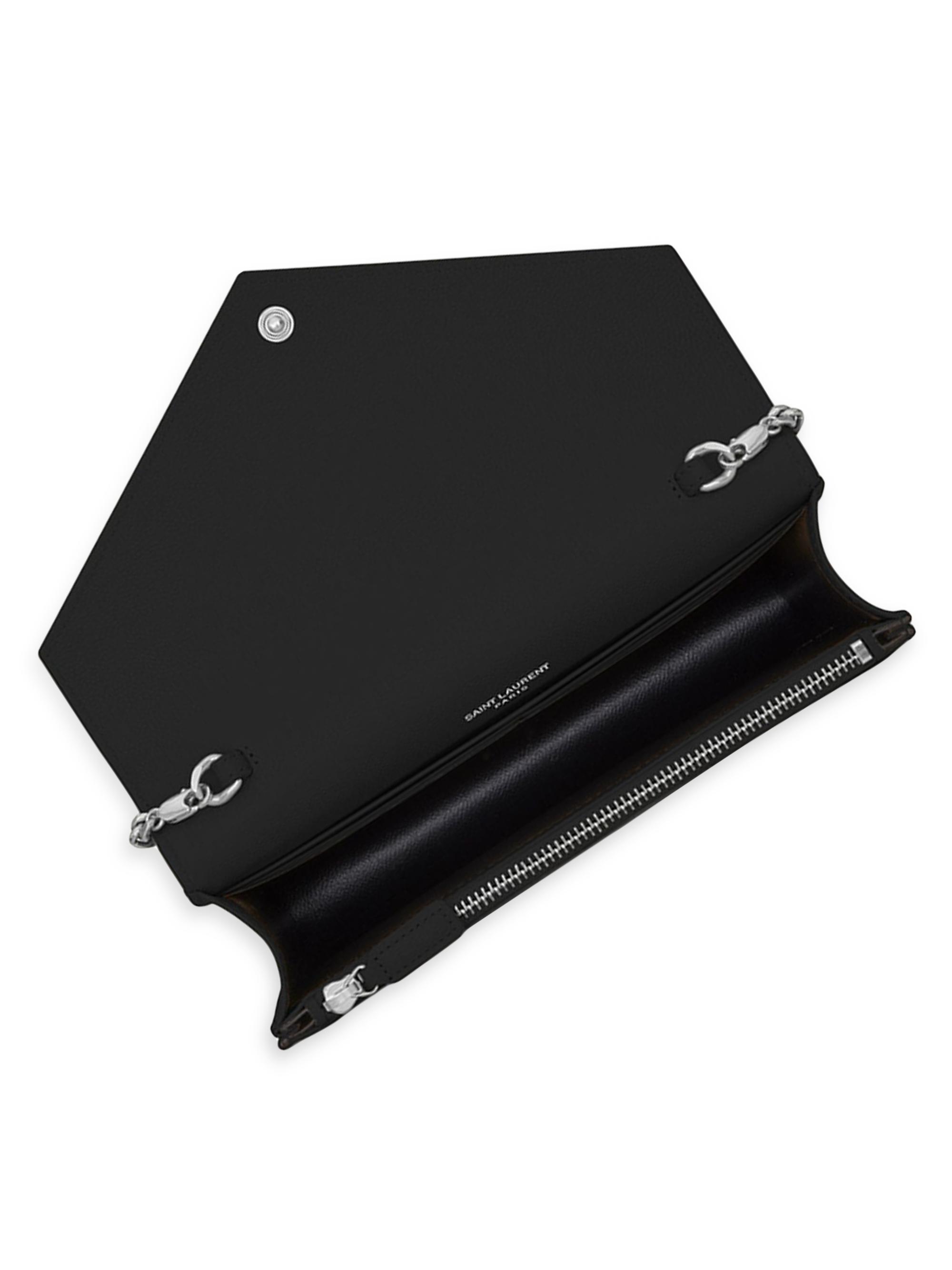 Saint Laurent Cassandre Envelope Chain Wallet in Grain De Poudre ...