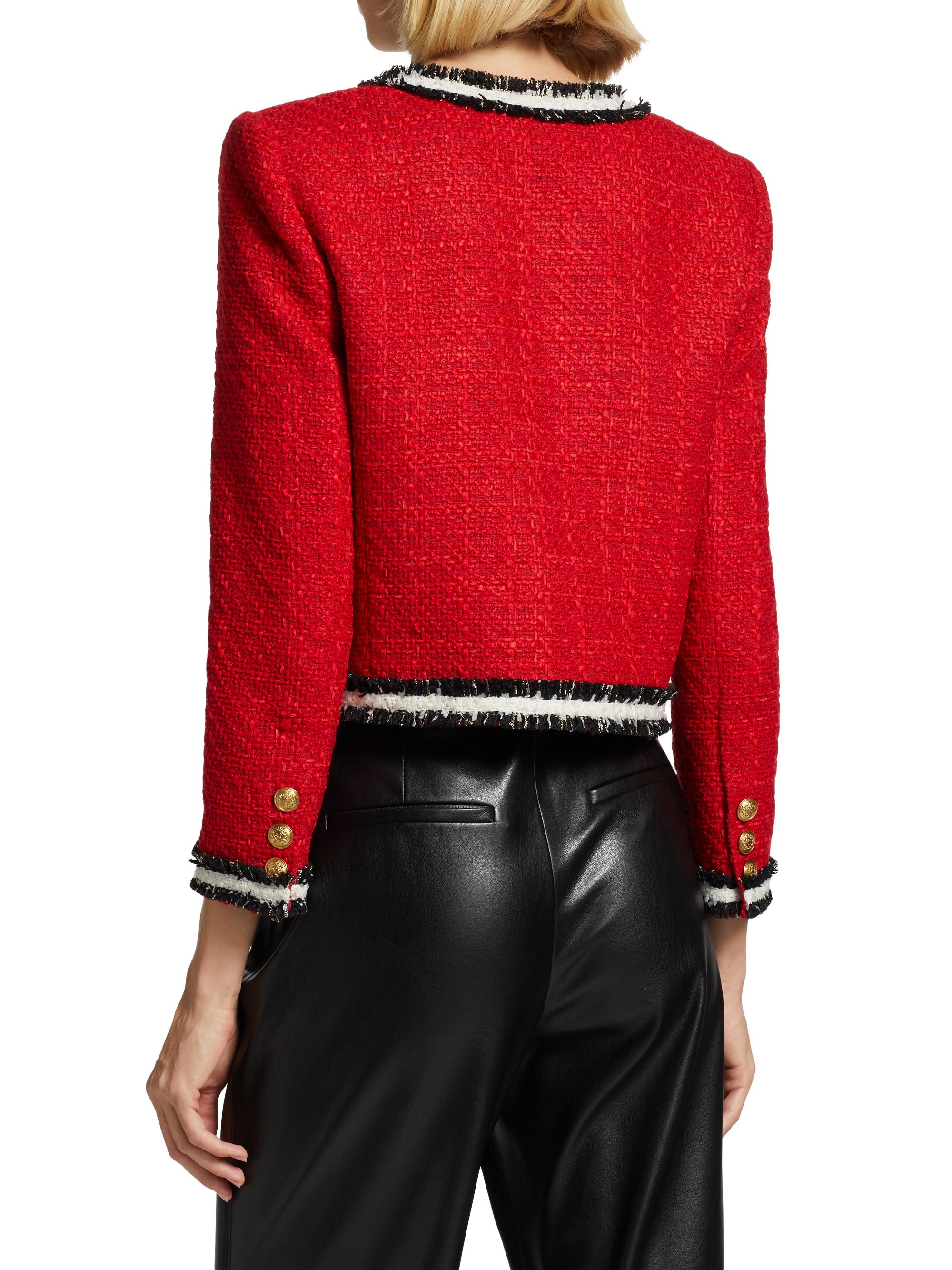 Alice + Olivia Landon Cropped Tweed Jacket | Saks Fifth Avenue