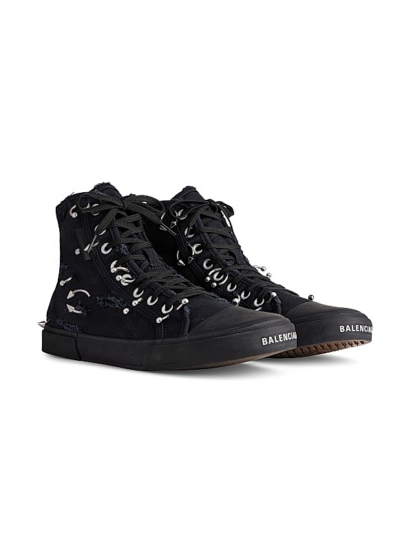 Shop Balenciaga Paris High Top Sneakers With Piercings Shop Balenciaga Paris High Top Sneakers With Piercings