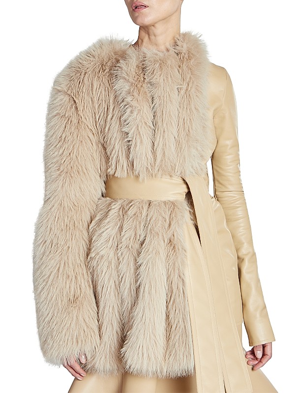 Shop Sacai Faux Fur & Leather Belted Coat | Saks Fifth Avenue Shop Sacai Faux Fur & Leather Belted Coat | Saks Fifth Avenue