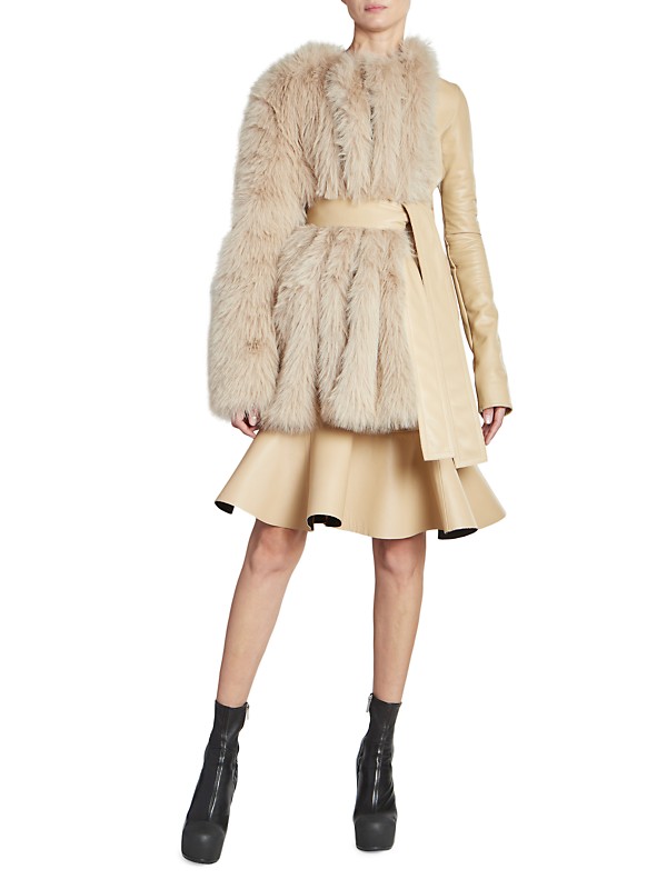 Shop Sacai Faux Fur & Leather Belted Coat | Saks Fifth Avenue Shop Sacai Faux Fur & Leather Belted Coat | Saks Fifth Avenue