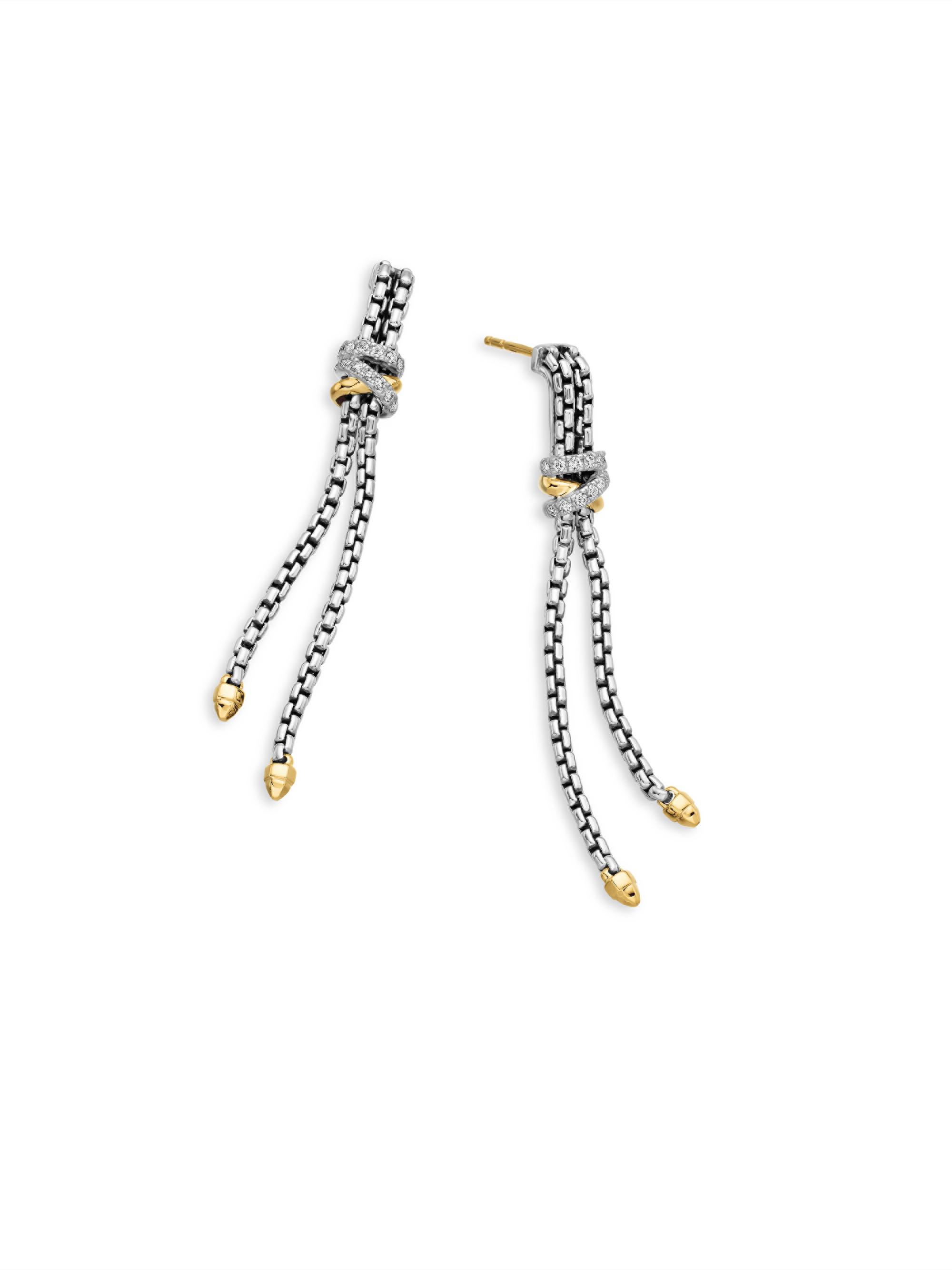 David Yurman Helena Chain Drop Earrings in Sterling Silver with 18K ...