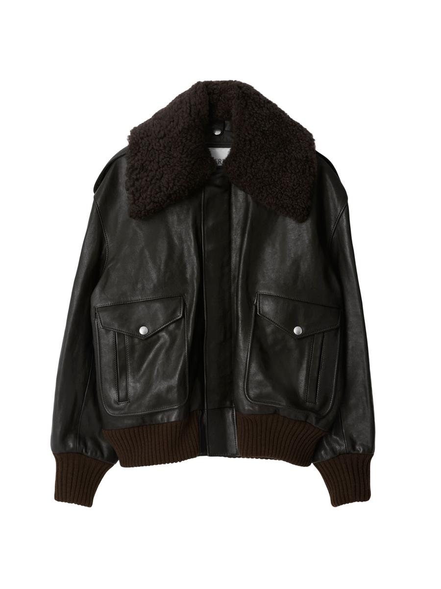 Shop Burberry Shearling Collar Leather Jacket Saks Fifth Avenue