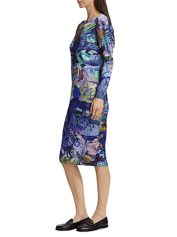Shop Pleats Please Issey Miyake Aurora Jungle Print Dress Shop Pleats Please Issey Miyake Aurora Jungle Print Dress