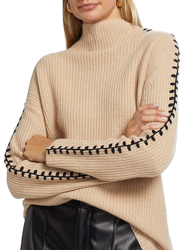 Shop Elie Tahari The Alia Cashmere Whipstitch Sweater | Saks Shop Elie Tahari The Alia Cashmere Whipstitch Sweater | Saks