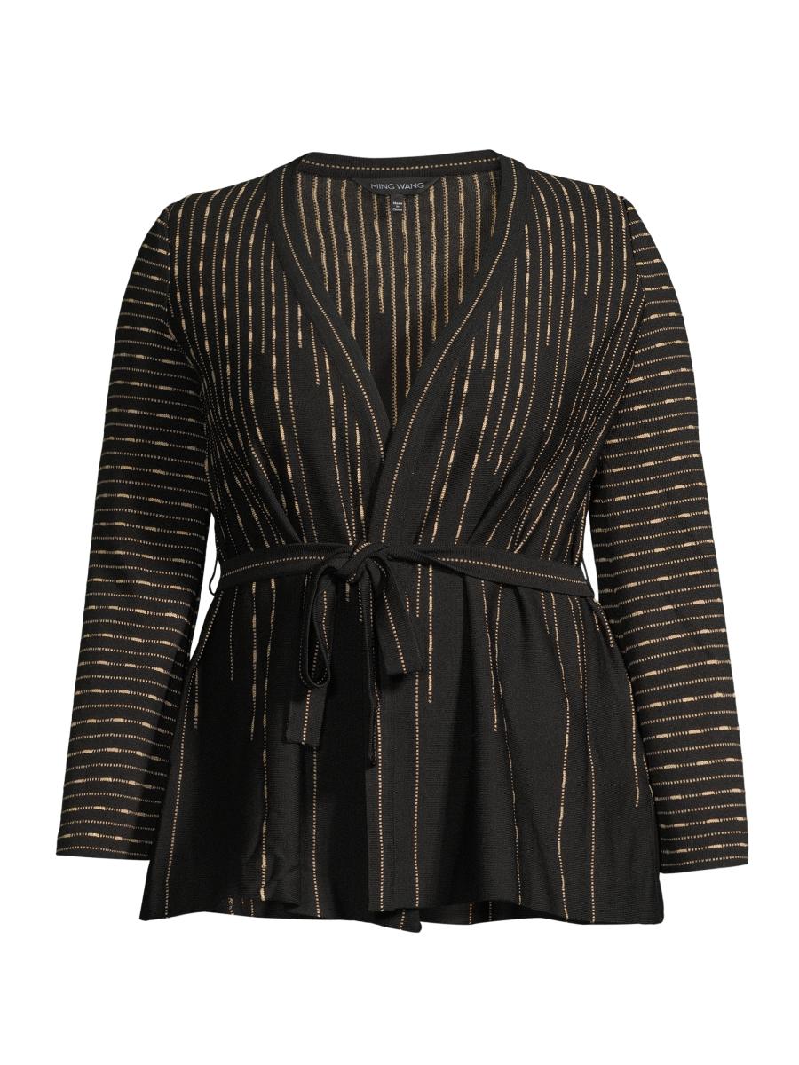Ming Wang Belted Metallic Knit Jacket | Saks Fifth Avenue