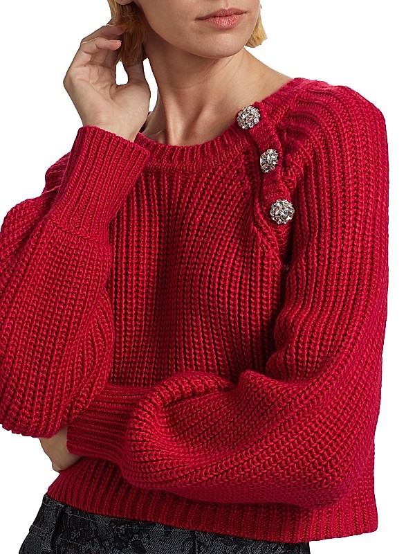 Shop Cinq à Sept Keren Crystal-Detailed Cropped Sweater Shop Cinq à Sept Keren Crystal-Detailed Cropped Sweater