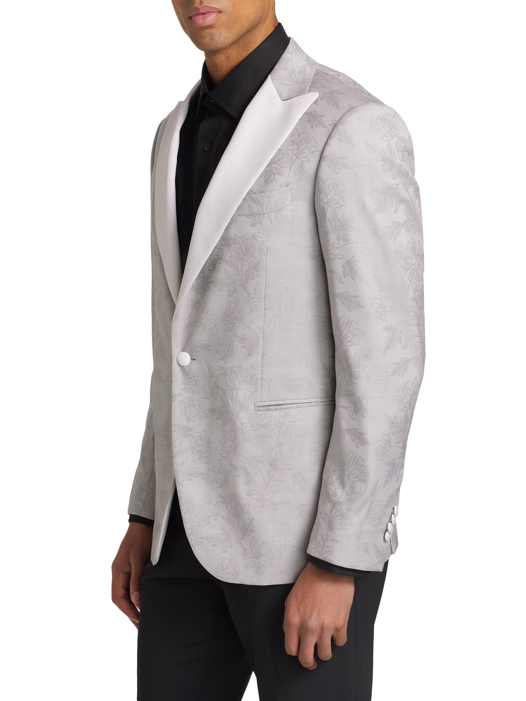Saks Fifth Avenue COLLECTION Floral Wool One-Button Dinner Jacket ...