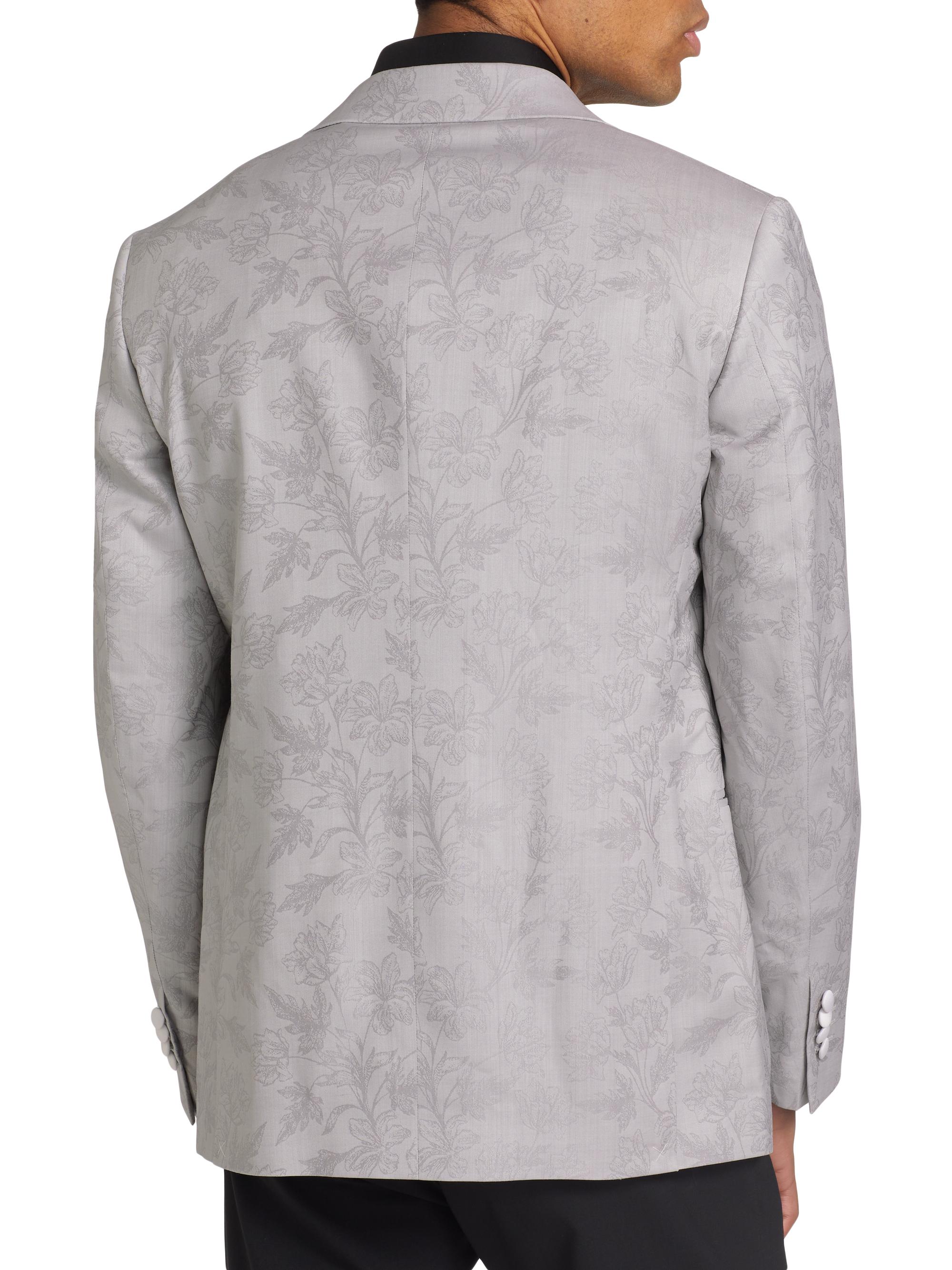 Saks Fifth Avenue COLLECTION Floral Wool One-Button Dinner Jacket ...