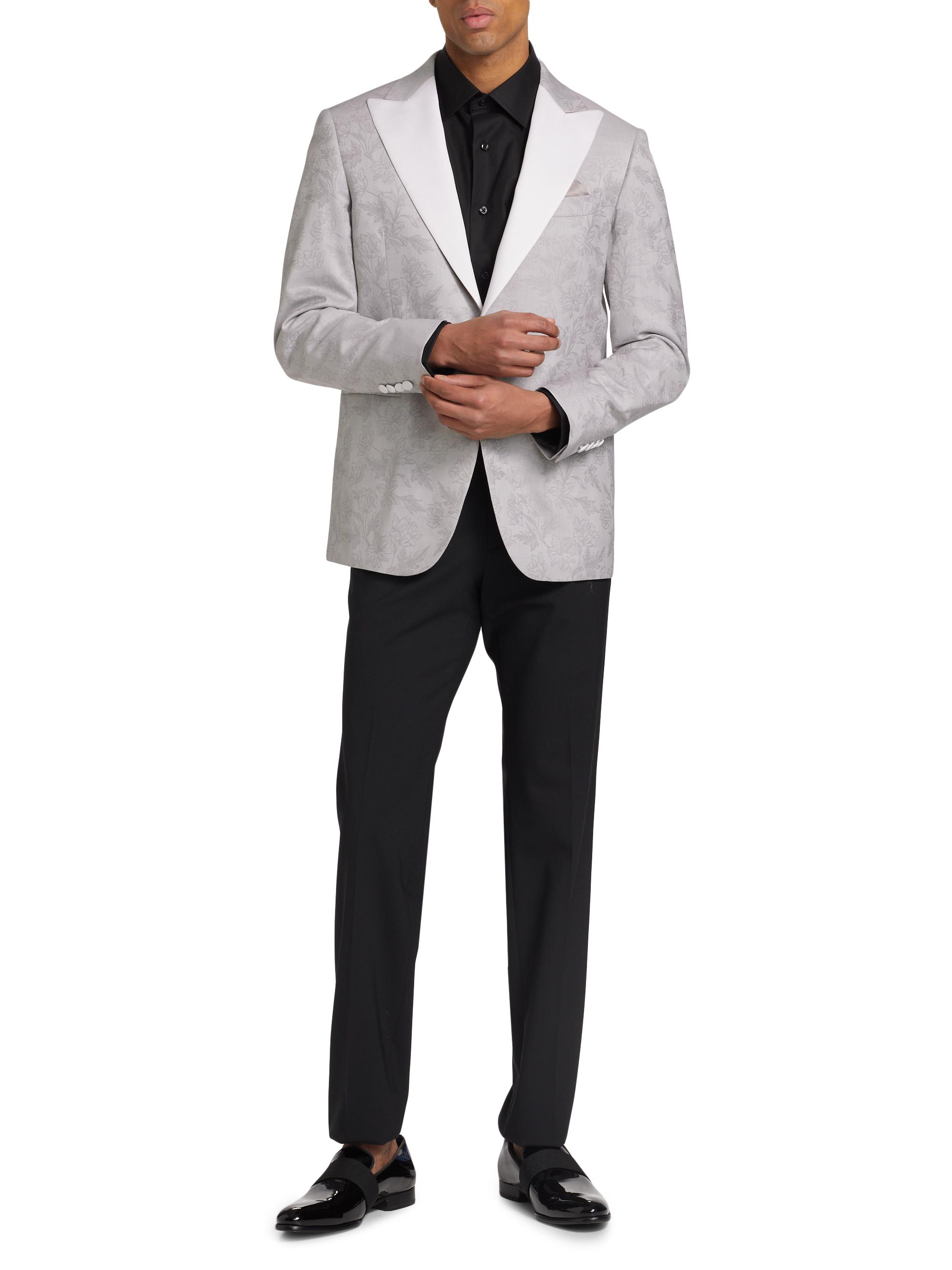 Saks Fifth Avenue COLLECTION Floral Wool One-Button Dinner Jacket ...