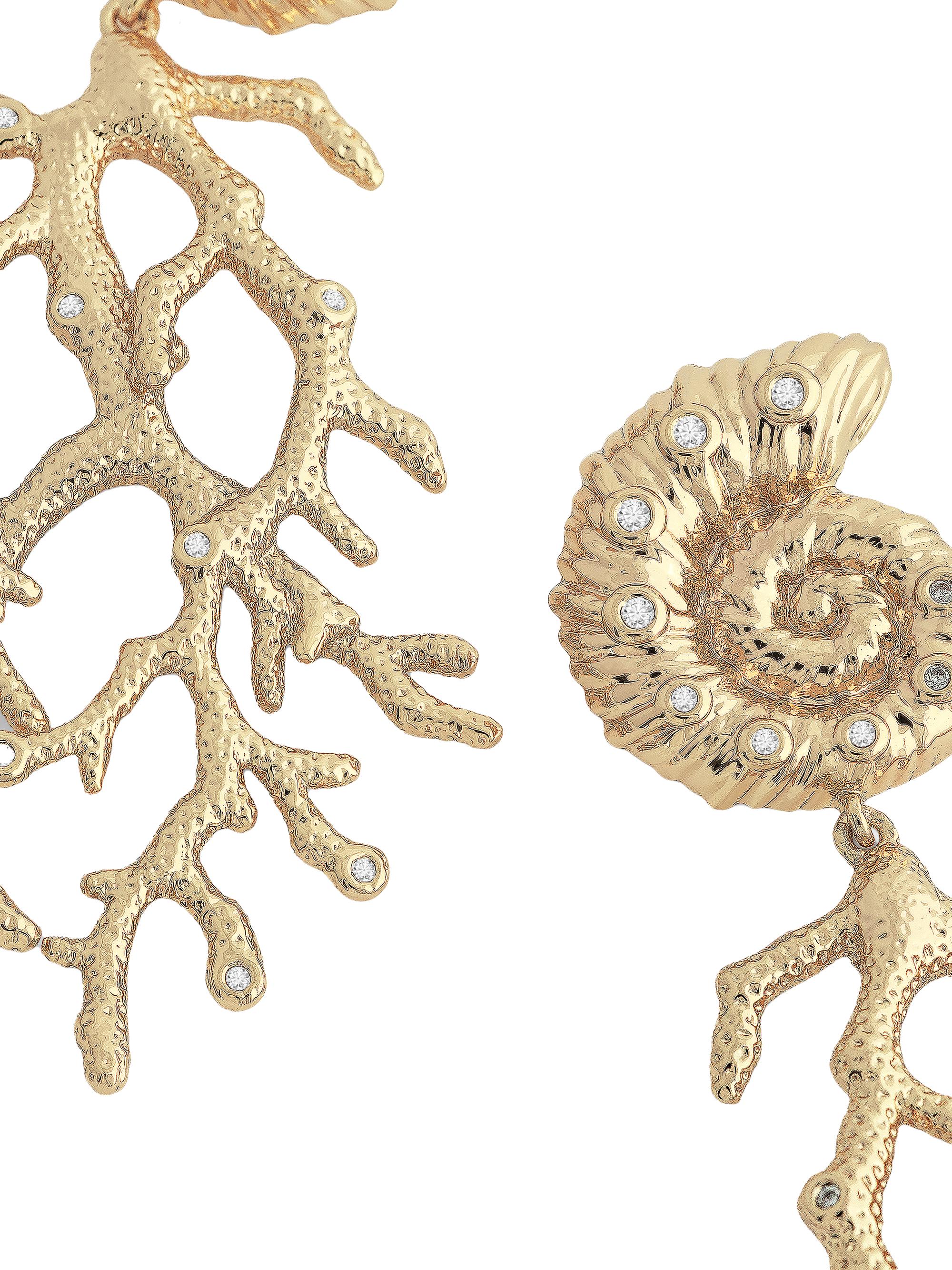 Anabel Aram Ocean Shell With Coral 18K-Gold-Plated & Cubic Zirconia ...