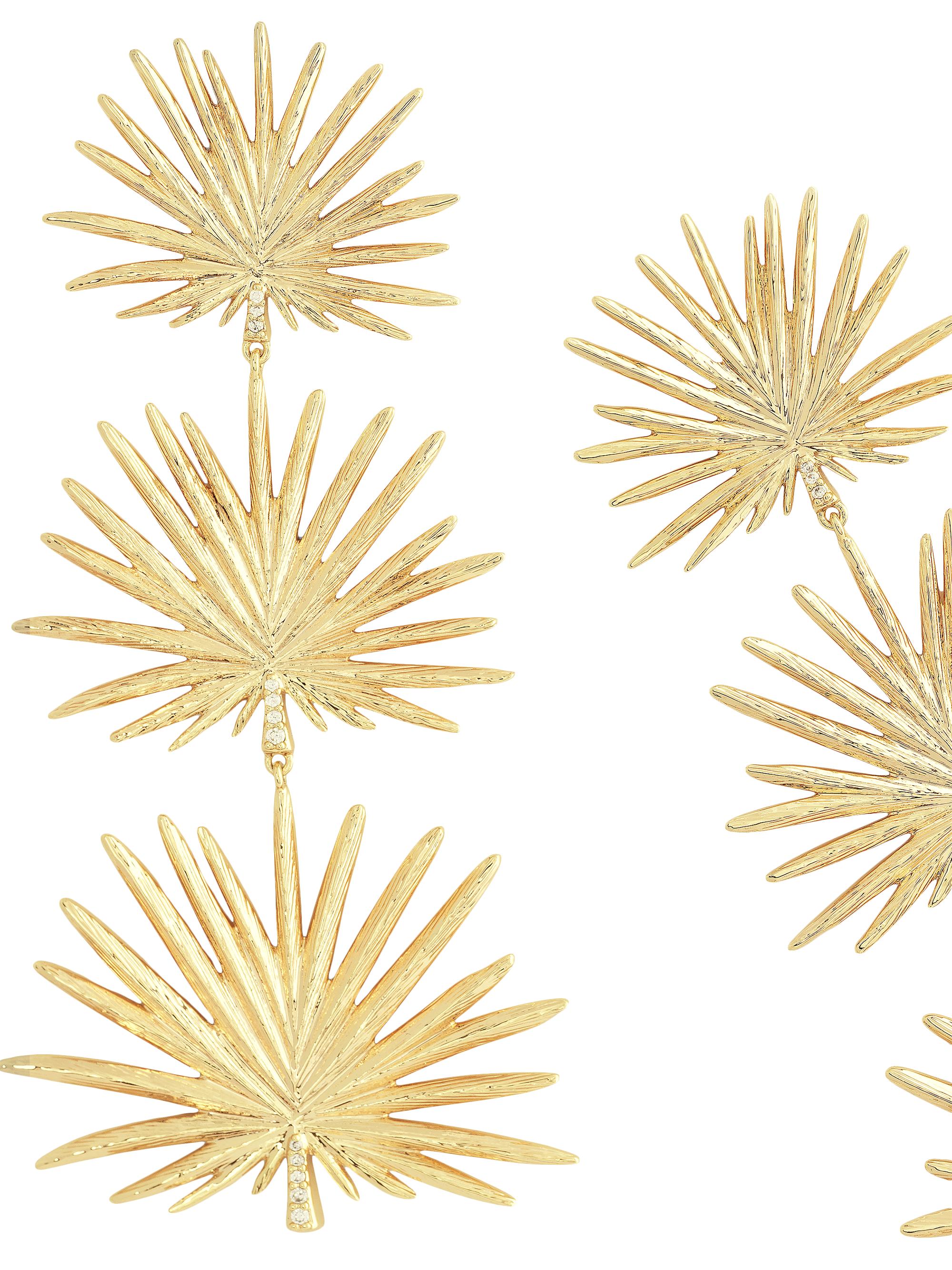 Anabel Aram Palm Triple Fan Large 18K Gold-Plated & Cubic Zirconia Drop ...
