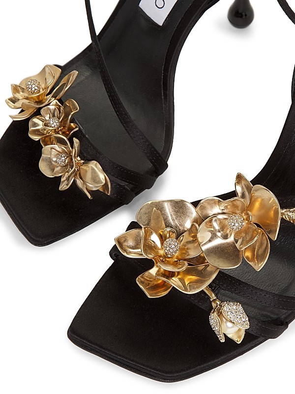 Shop Jimmy Choo Zea 95MM Satin Flower Sandals | Saks Fifth Shop Jimmy Choo Zea 95MM Satin Flower Sandals | Saks Fifth