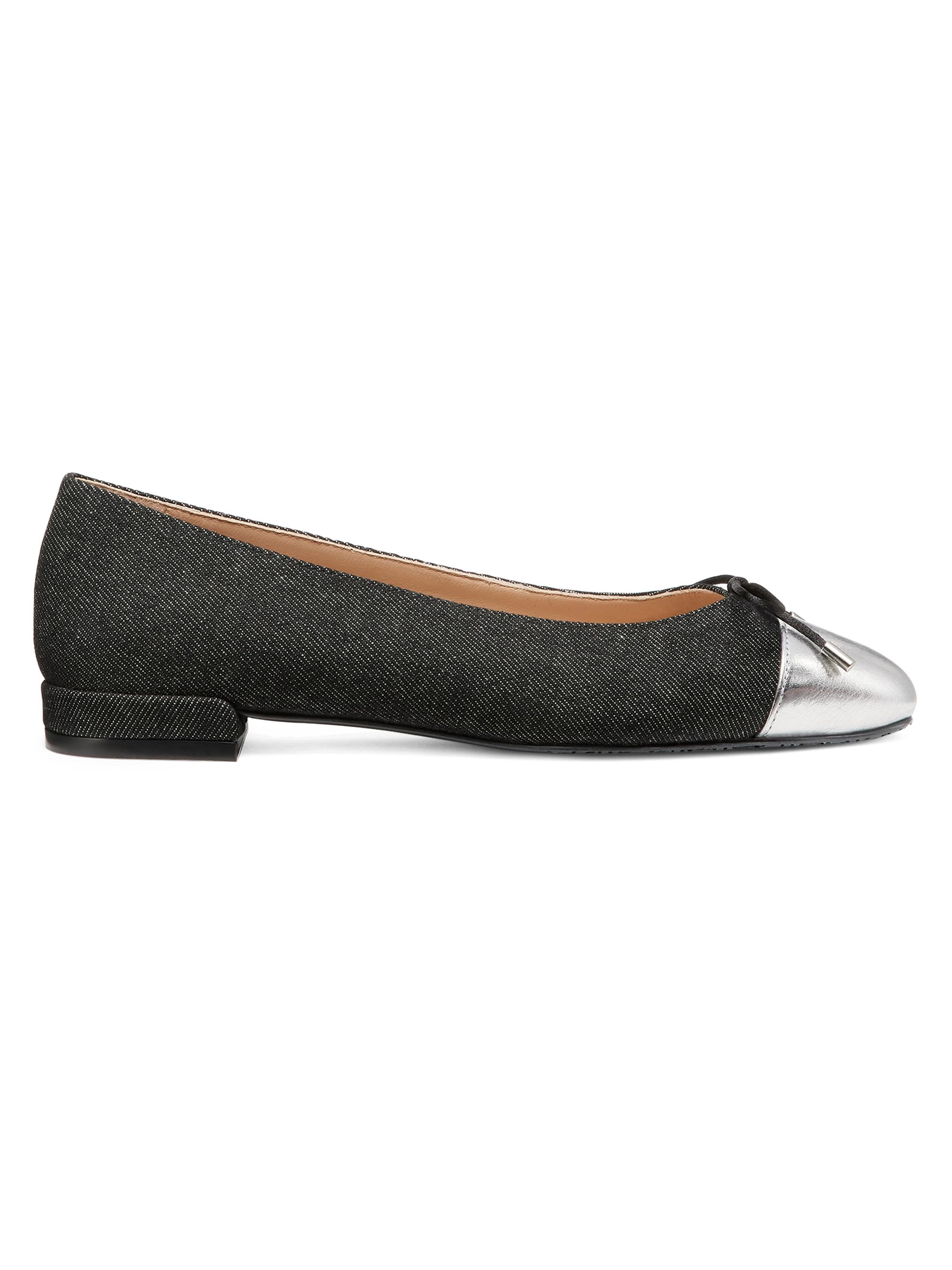Stuart Weitzman Sleek Bow Denim Ballerina Flats | Saks Fifth Avenue
