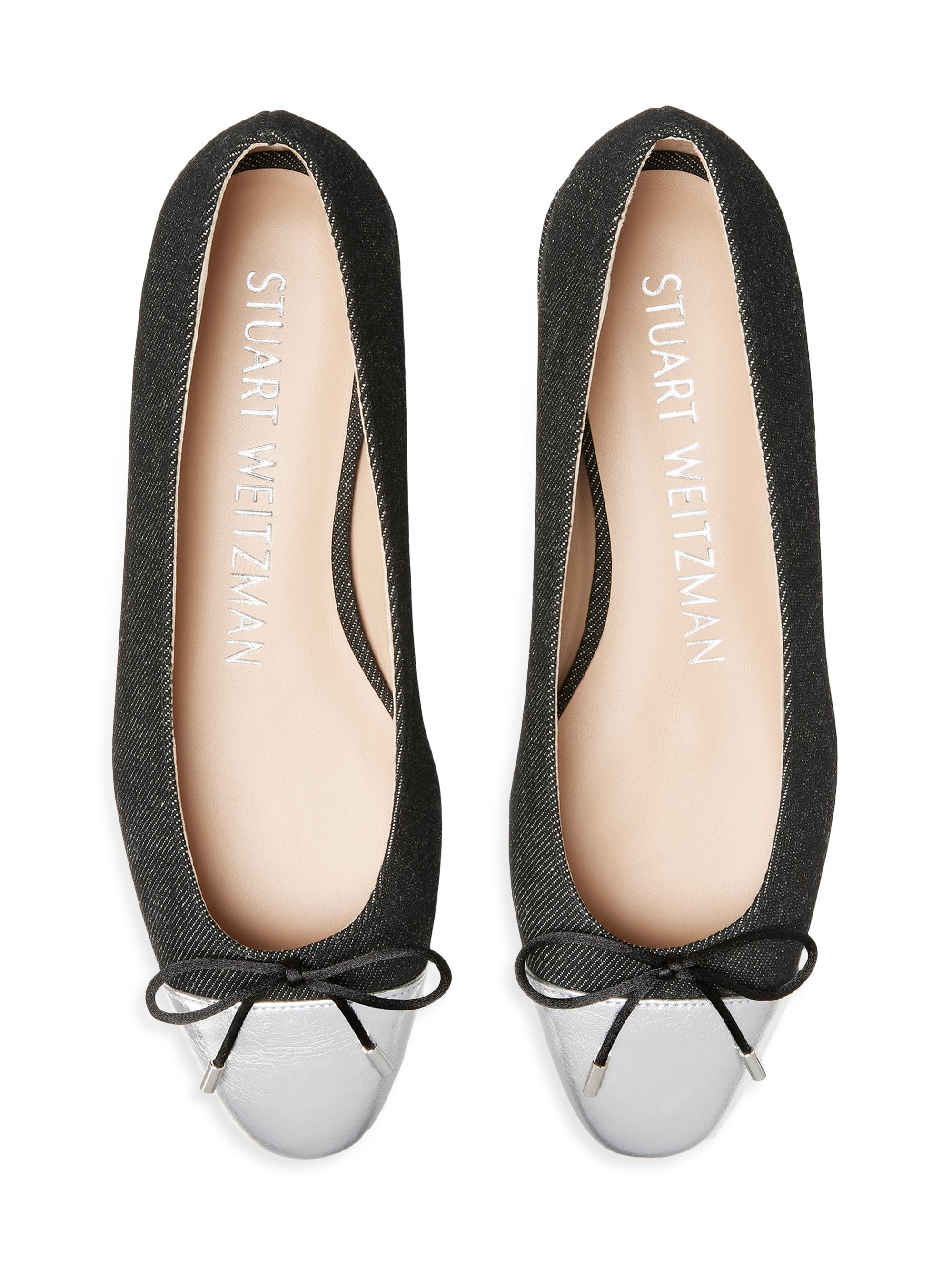 Stuart Weitzman Sleek Bow Denim Ballerina Flats | Saks Fifth Avenue