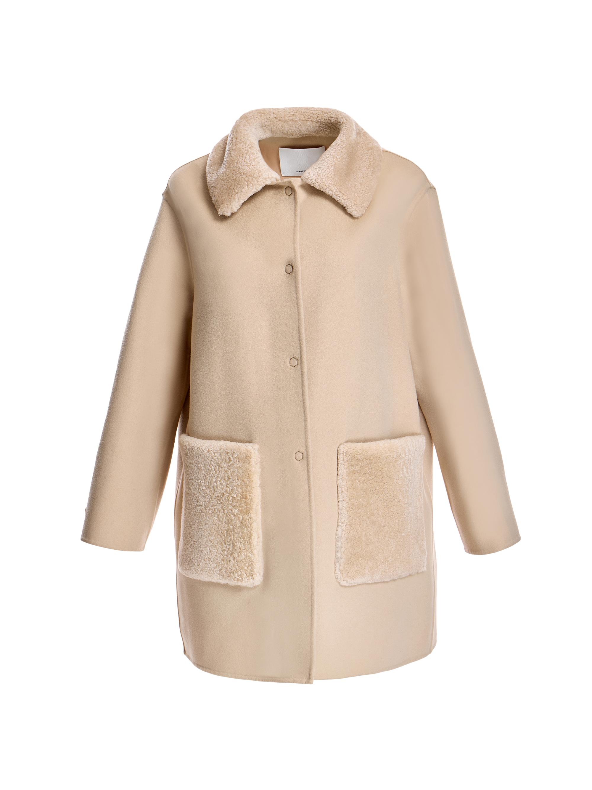 Maximilian Shearling-Trim Wool Coat | Saks Fifth Avenue